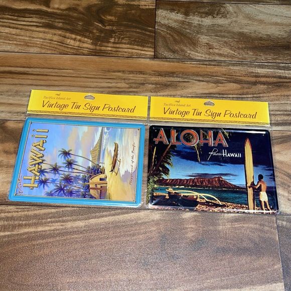 Other | Hawaii Aloha Reproduction Vintage Tin Sign Postcard Bundle Set ...